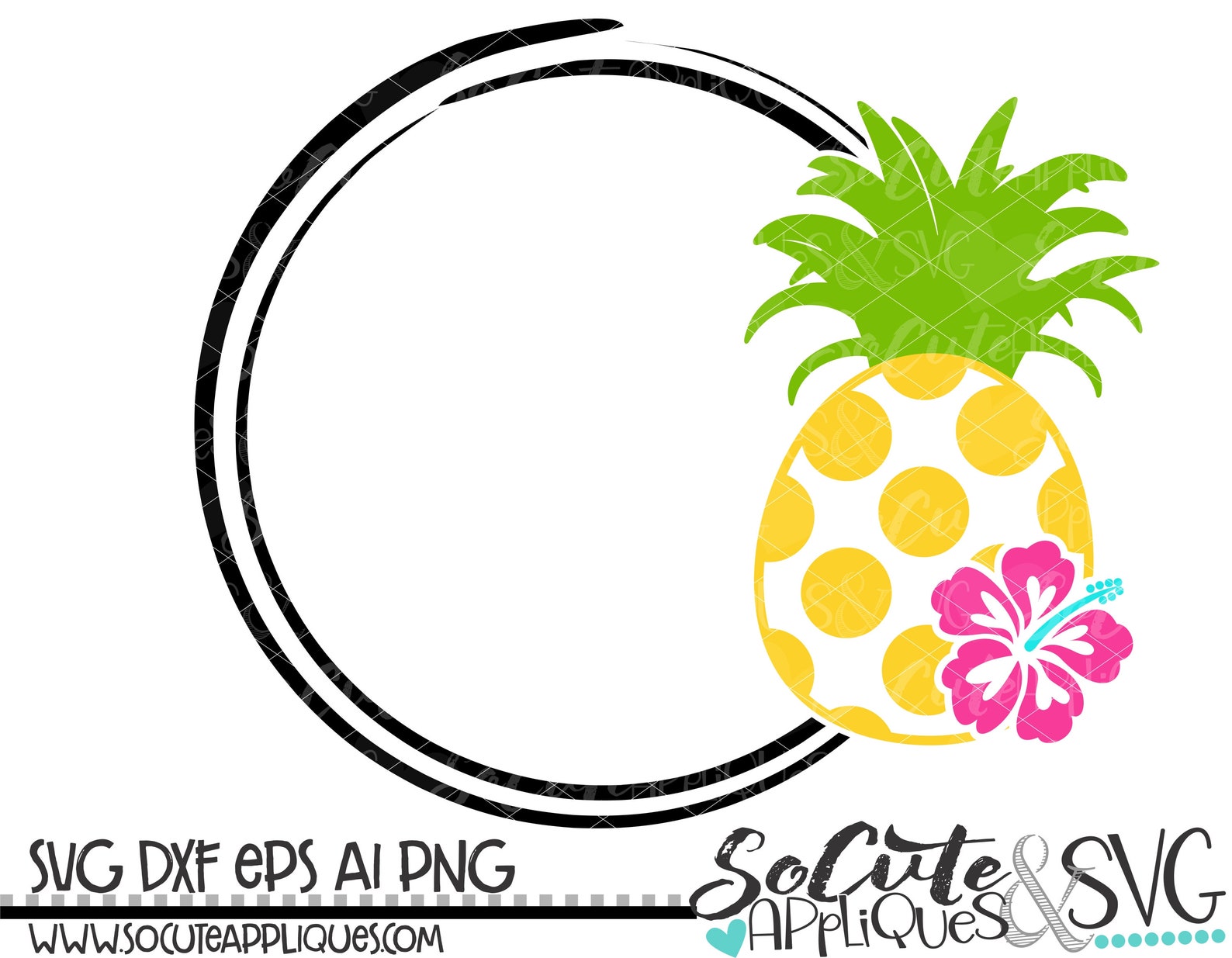 Monogram Pineapple Frame SVG Pineapple Svg Aloha SVG Design - Etsy