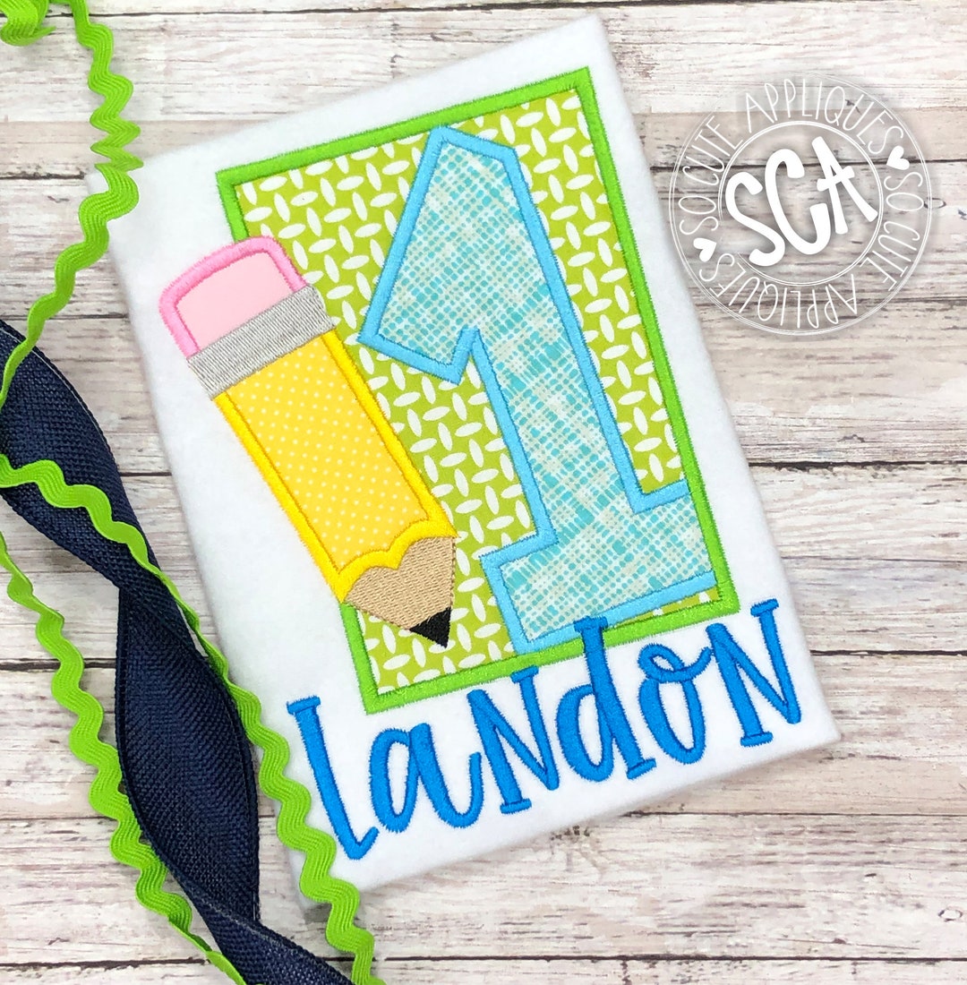 Back to School, First Grade Embroidery Design, 1st Grade Applique, 1st ...