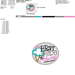 1st Grade is Sweet, Back to School Embroidery Design, Socuteappliques ...