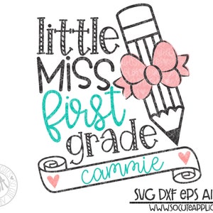 Back to School, Little Miss 1st Grade SVG, School Cut File, School ...