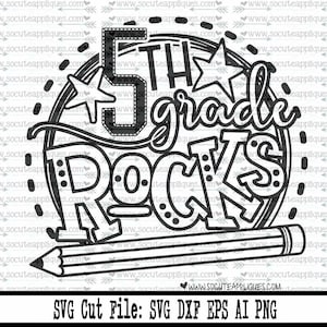 Back to School SVG, 5th Grade Rocks, Teacher Svg, Pencil Svg, 5th Grade ...