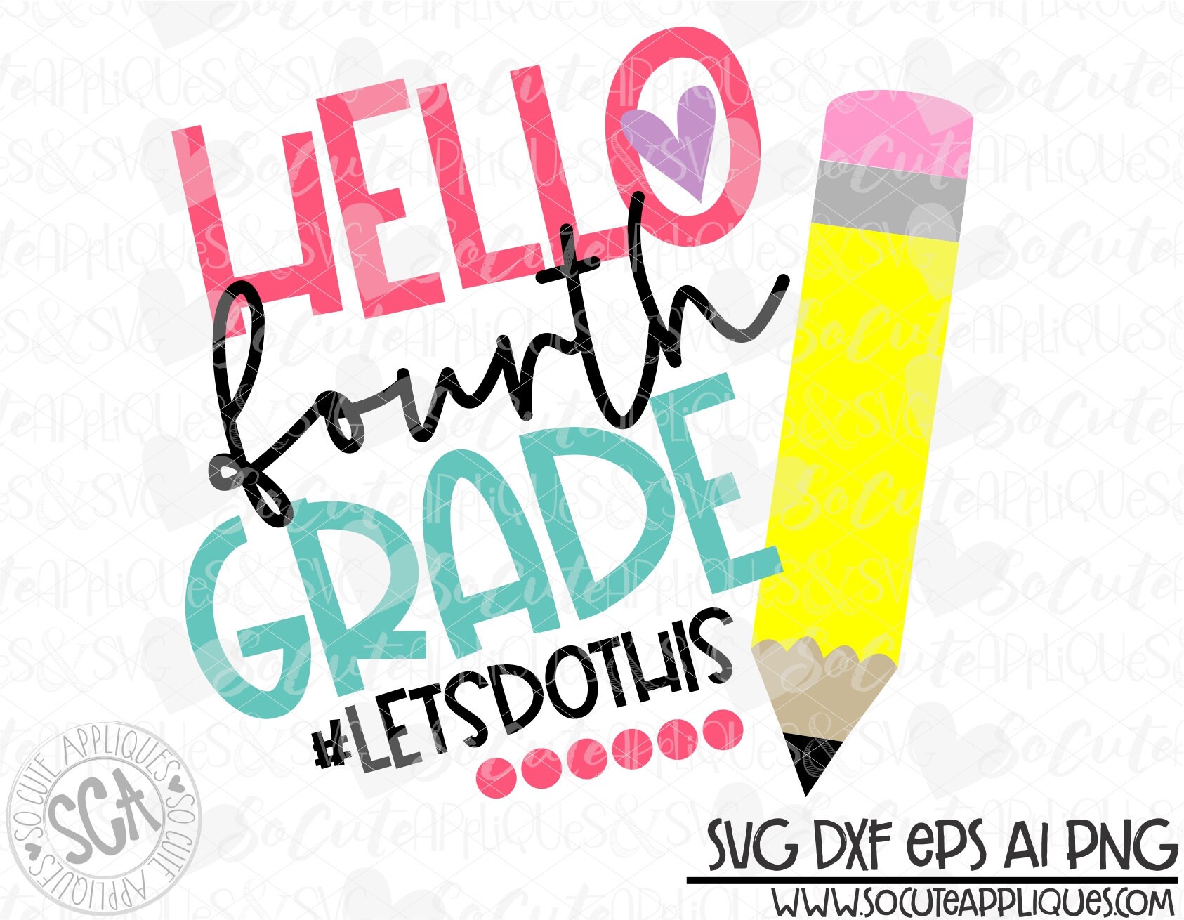 Back to school hello 4th Grade svg pencil SVG fourth grade | Etsy