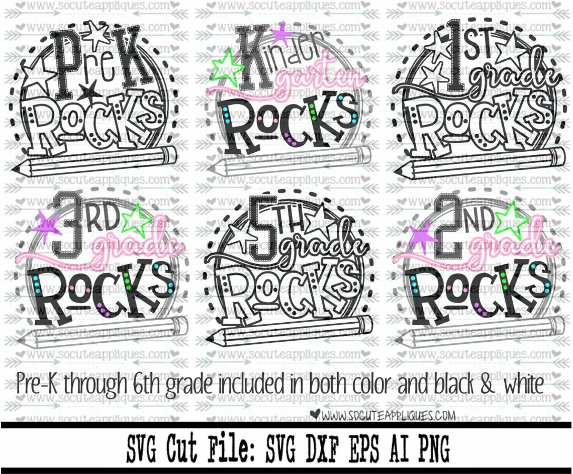 Back to School School SVG Bundle Kindergarten Rocks Pencil - Etsy