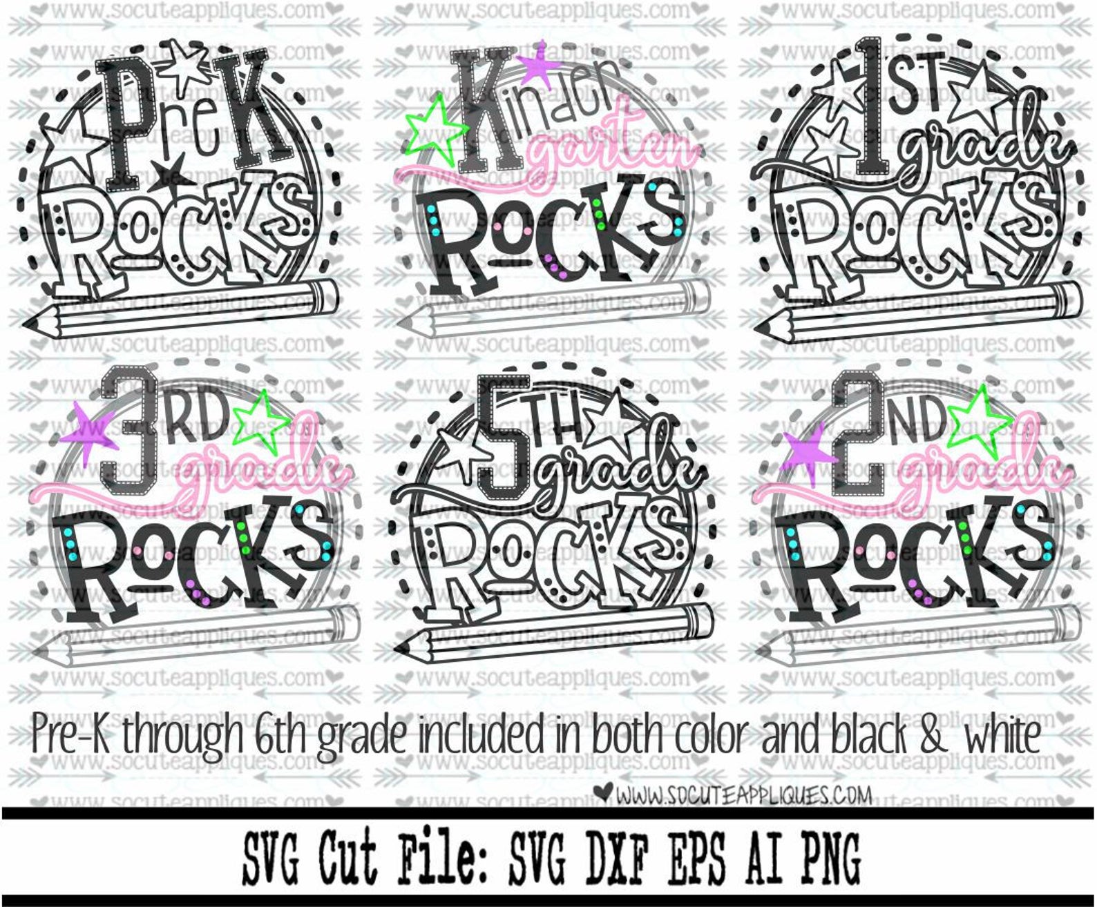 Back to School School SVG Bundle Kindergarten Rocks Pencil - Etsy