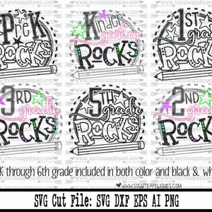 Back to School, School SVG Bundle, Kindergarten Rocks, Pencil Circle ...