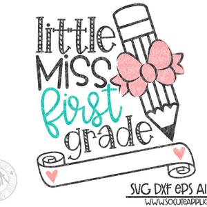 Back to School, Little Miss 1st Grade SVG, School Cut File, School ...