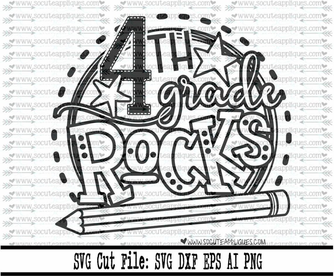 4th Grade Rocks Svg Teacher Svg Pencil Svg 4th Grade Cut | Etsy