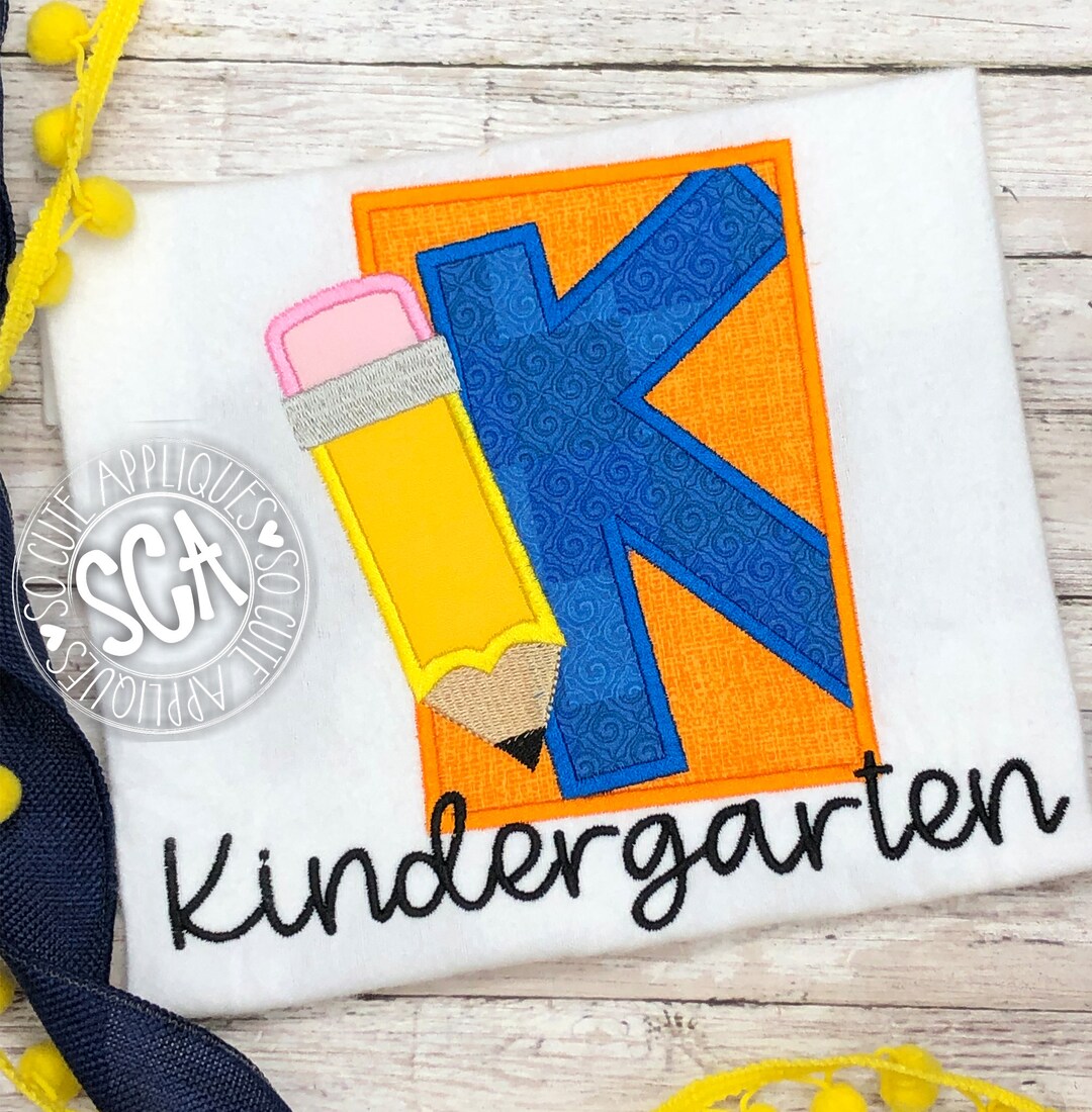 Back to School, Kindergarten Embroidery Design, Pencil Frame Applique ...