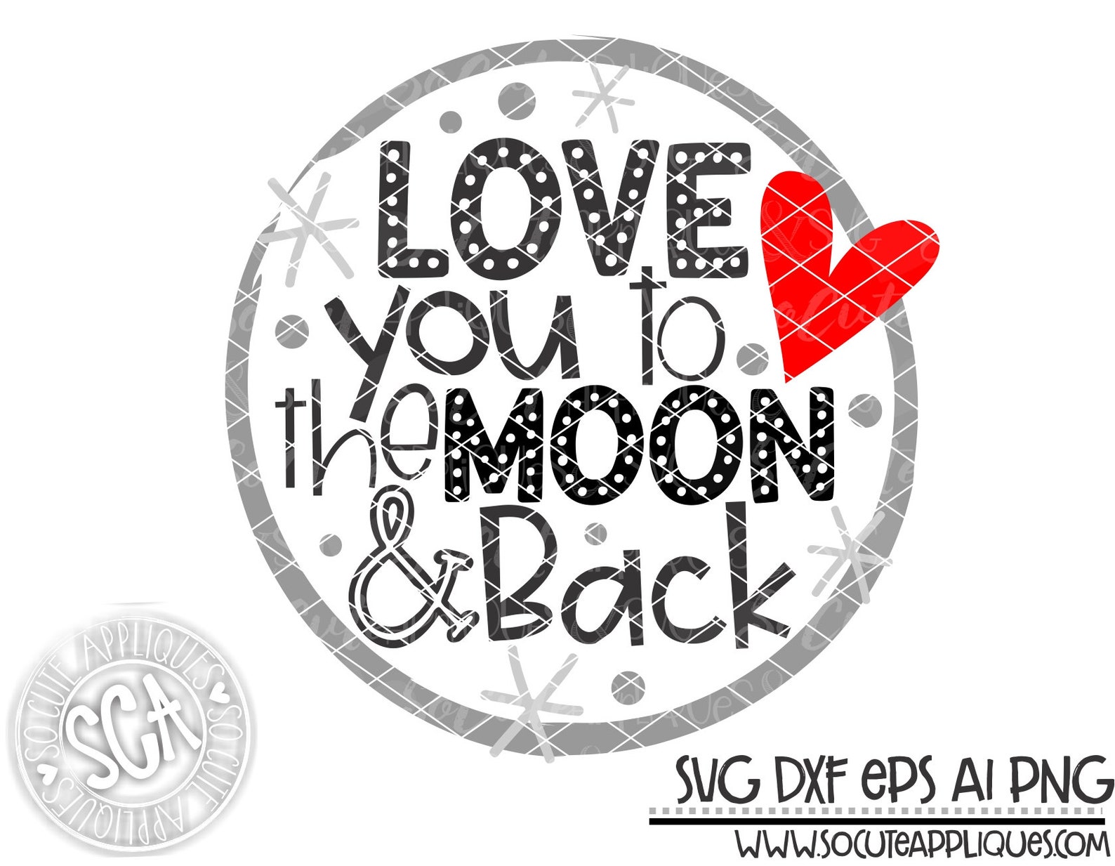 Valentines Day Love You to the Moon Svg Heart Svg - Etsy