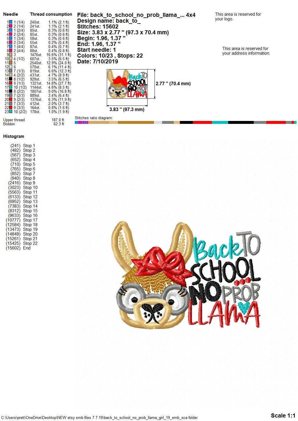 Back to School Llama Embroidery Design Back to School No | Etsy