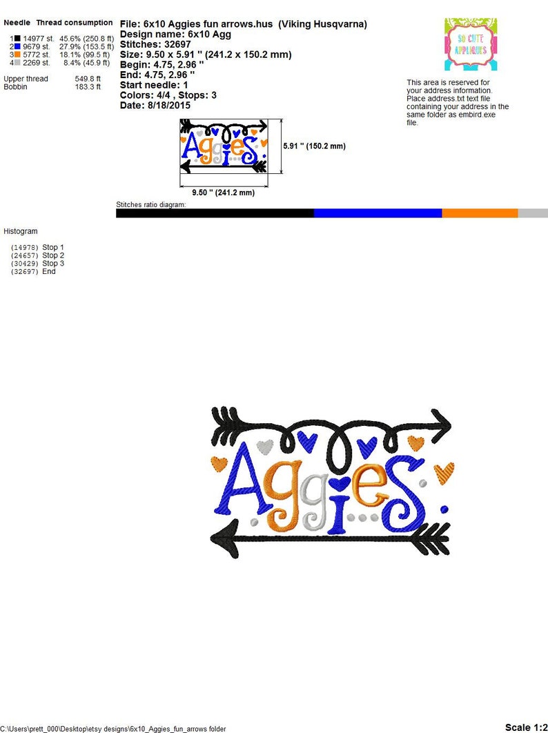 Embroidery Design 6x10 Aggies Fun Arrows Football Football - Etsy