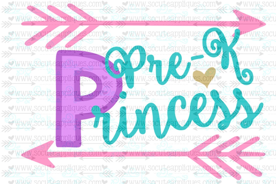 Pre-k Princess Arrows Svg, Back to School Cut File Socuteappliques, Silhouette Cut File, Cameo ...