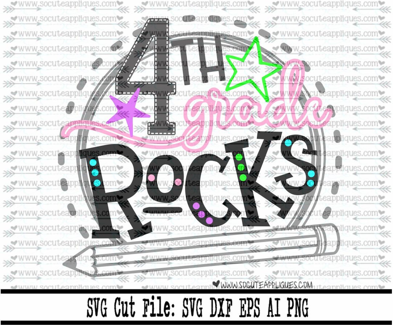 4th Grade Rocks Svg Teacher Svg Pencil Svg 4th Grade Cut | Etsy