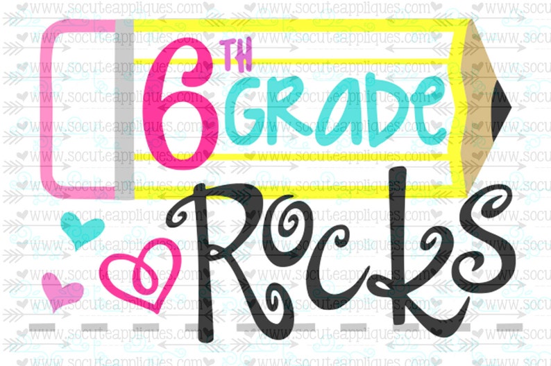 6th Grade Rocks Pencil Svg Teacher Svg Back to School Cut - Etsy