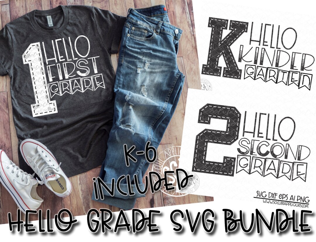 Back to School, SVG Bundle K-6th Grade, Hello Kindergarten SVG, School ...