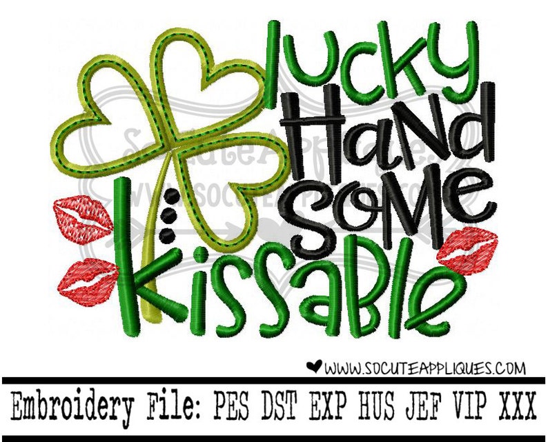 Lucky Handsome Kissable Socuteappliques Green Embroidery - Etsy