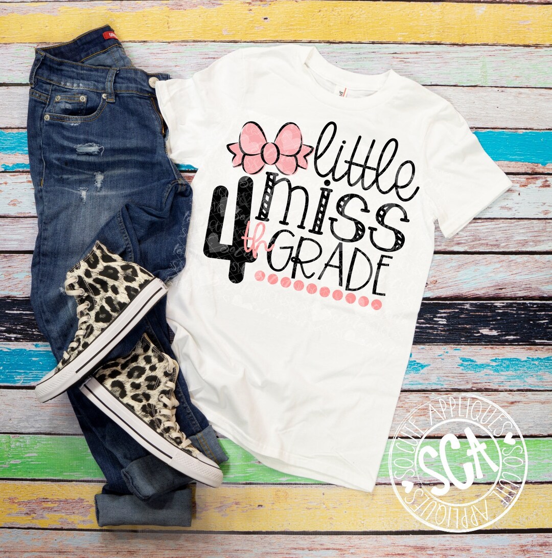 Back to School, Little Miss 4th Grade SVG, School Cut File, School ...
