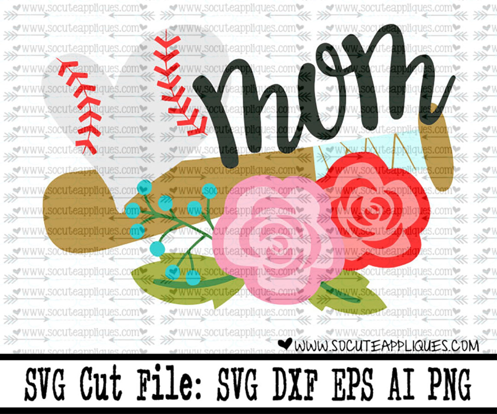 Baseball SVG Softball SVG Baseball Flowers Baseball Mom - Etsy