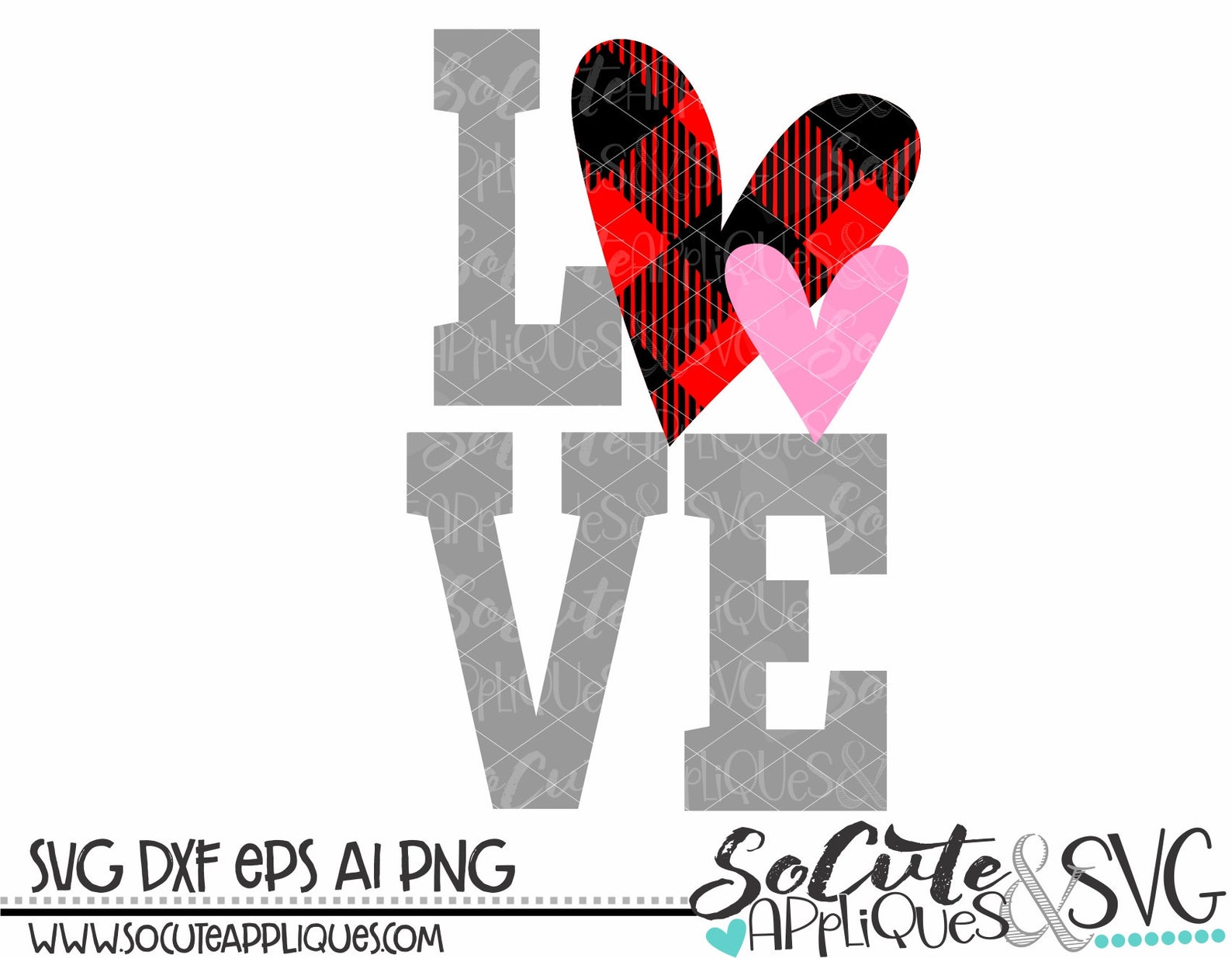Love Block Letter Svg Valentines Day SVG Plaid Grunge Svg | Etsy