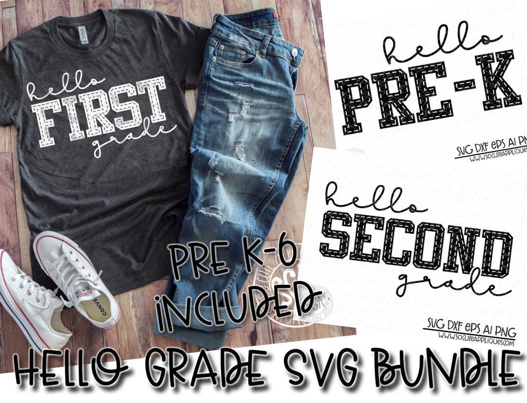Back to School, SVG Bundle K-6th Grade, Hello Kindergarten SVG, School ...