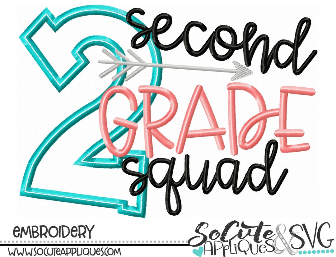 Back to School Embroidery Design, Second Grade Squad, School Shirt ...