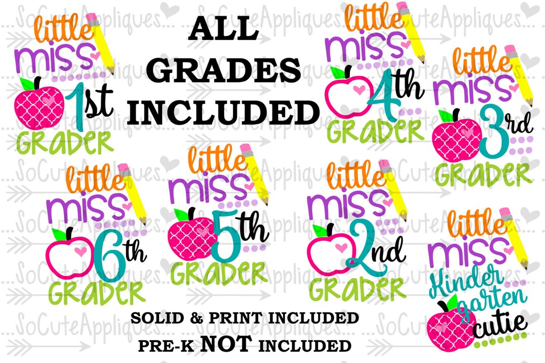 Back to School, School SVG Bundle, Little Miss 1st Grader, Apple Svg ...