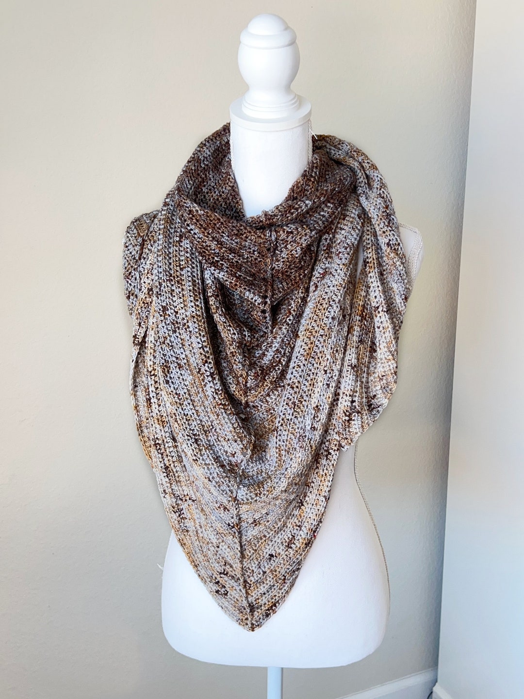 Crochet Triangle Shawl Pattern, Hand Dyed Yarn Fade, Symmetrical Center ...