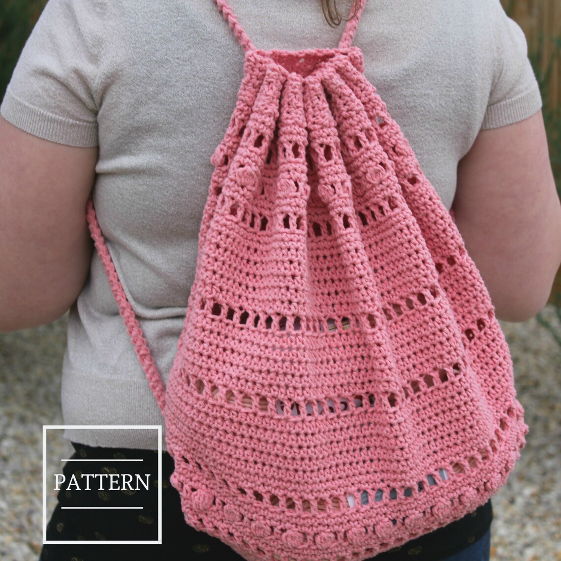 Beginner Friendly Crochet Drawstring Backpack Pattern / - Etsy