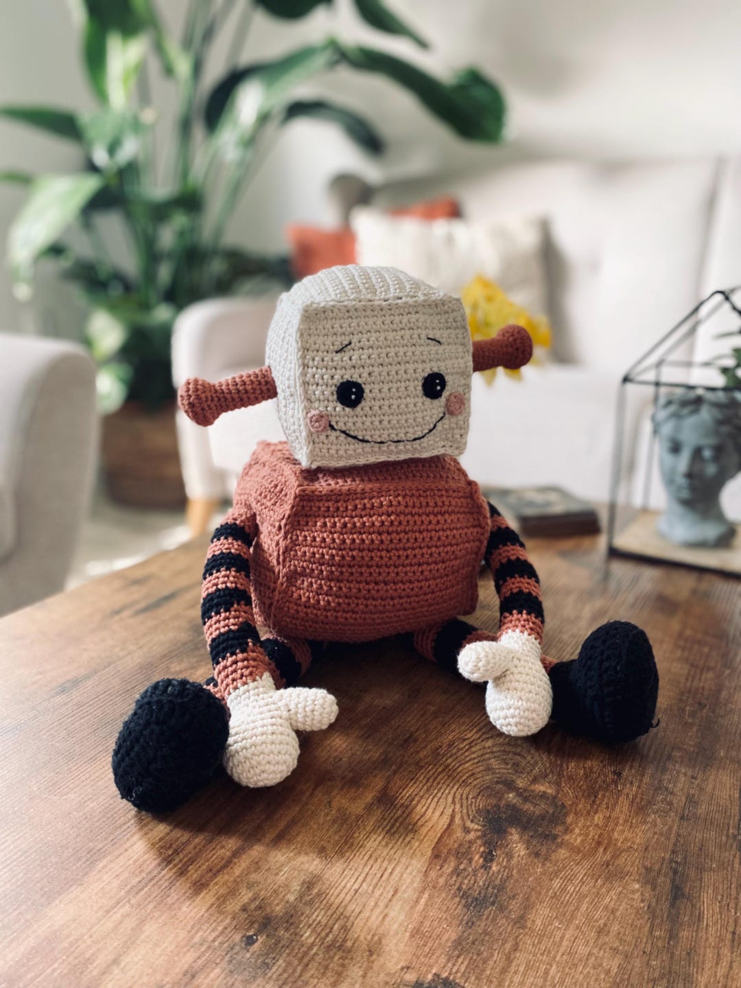 Handmade Crochet Robot Plush: Soft Cotton Yarn Toy, Collectible Gift - Etsy