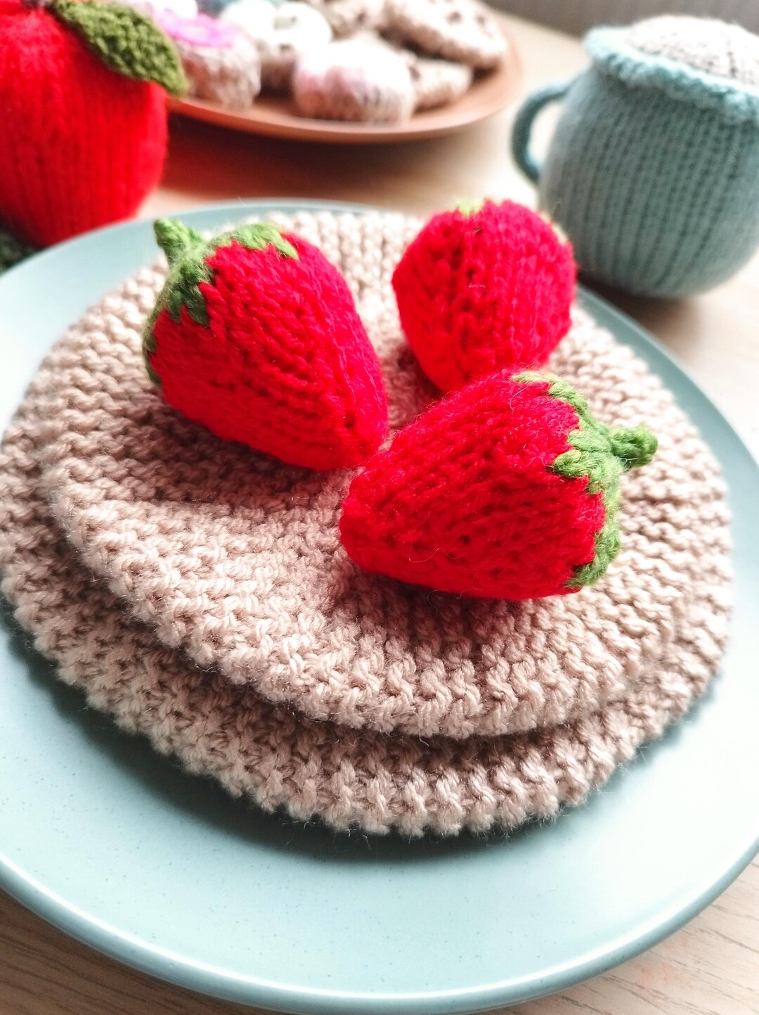 Handmade Knitted Pancake Waffle Pretend Food Early Years Prop - Etsy
