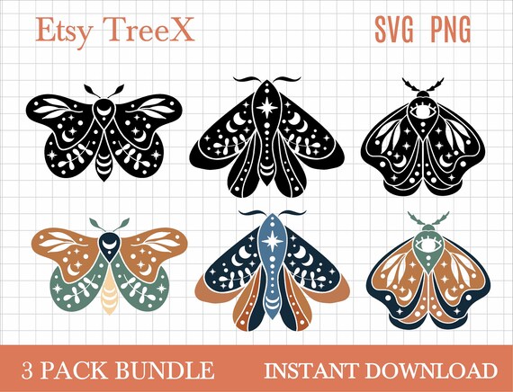 Mystical Moth SVG Bundle Boho Butterfly Svg Magic Night - Etsy