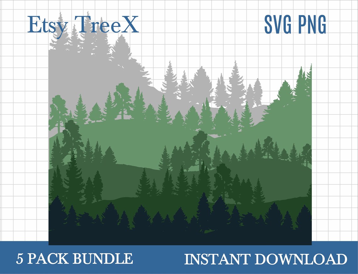 Forest Line SVG Forest Line Silhouette Hand Drawn Forest - Etsy