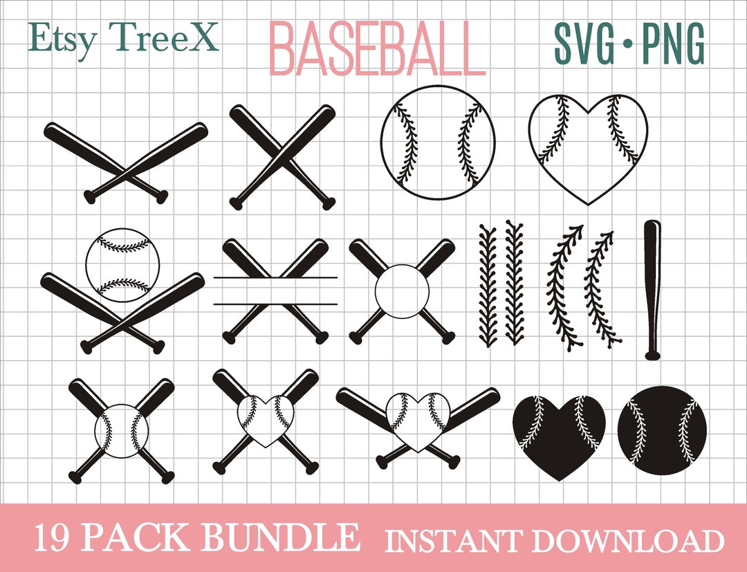 Baseball SVG Bundle: Bat, Ball, Monogram, Crossed Bats (digital ...