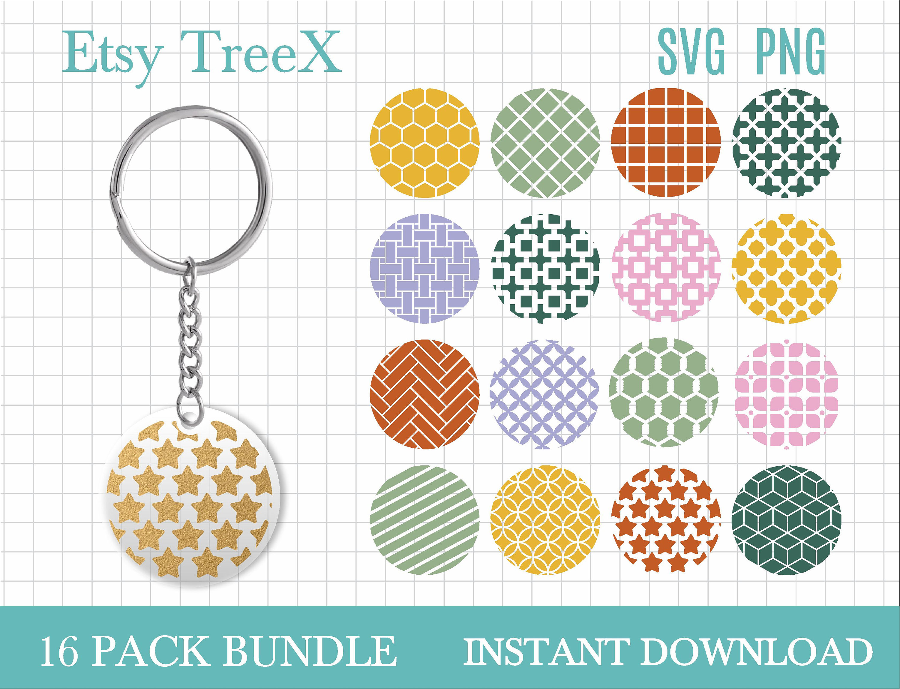 Circle Keychain Pattern Svg Bundle by Oxee Round Keychain | Etsy