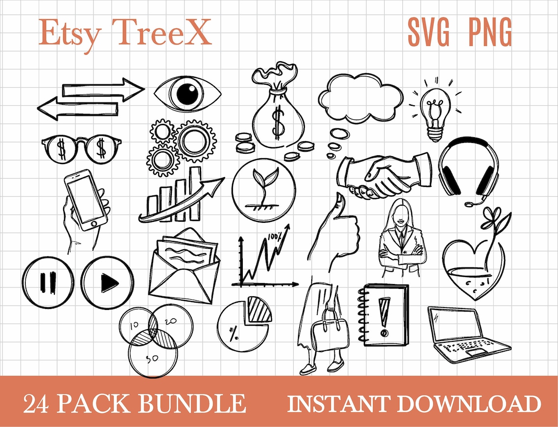 Business Simple Line Drawing Svg Bundle by Oxee Growing - Etsy