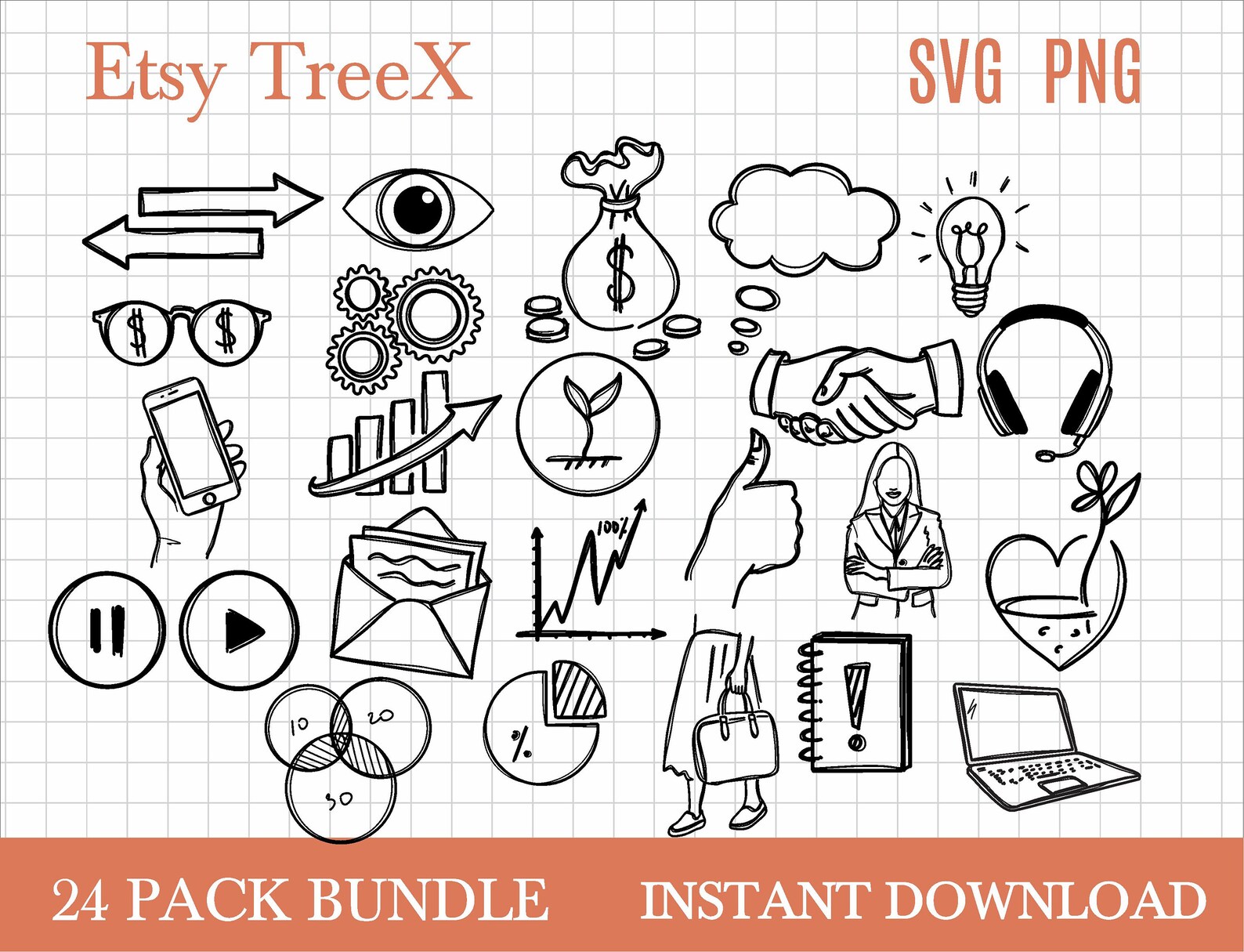 Business Simple Line Drawing Svg Bundle by Oxee Growing - Etsy