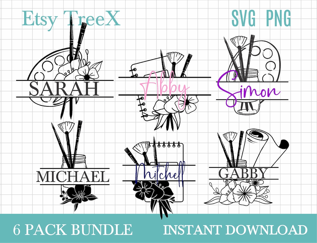 Artist Monogram SVG Bundle: Hand-drawn Painting Logo (digital Download ...