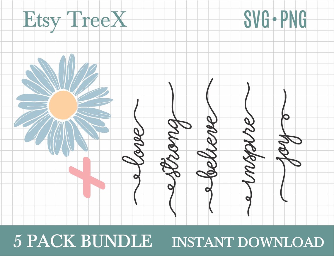 Hand Lettered Daisy SVG Bundle by Oxee Inspire Svg - Etsy