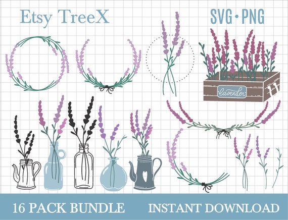 Lavender SVG Bundle by Oxee Hand Drawn Lavender Wreath Svg - Etsy