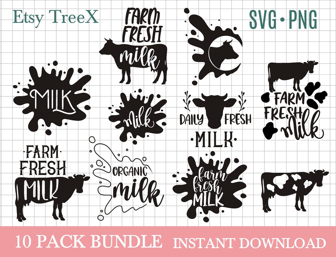 Milk Farm SVG Bundle Fresh Milk Svg Milk Cow Svg by Oxee - Etsy Canada