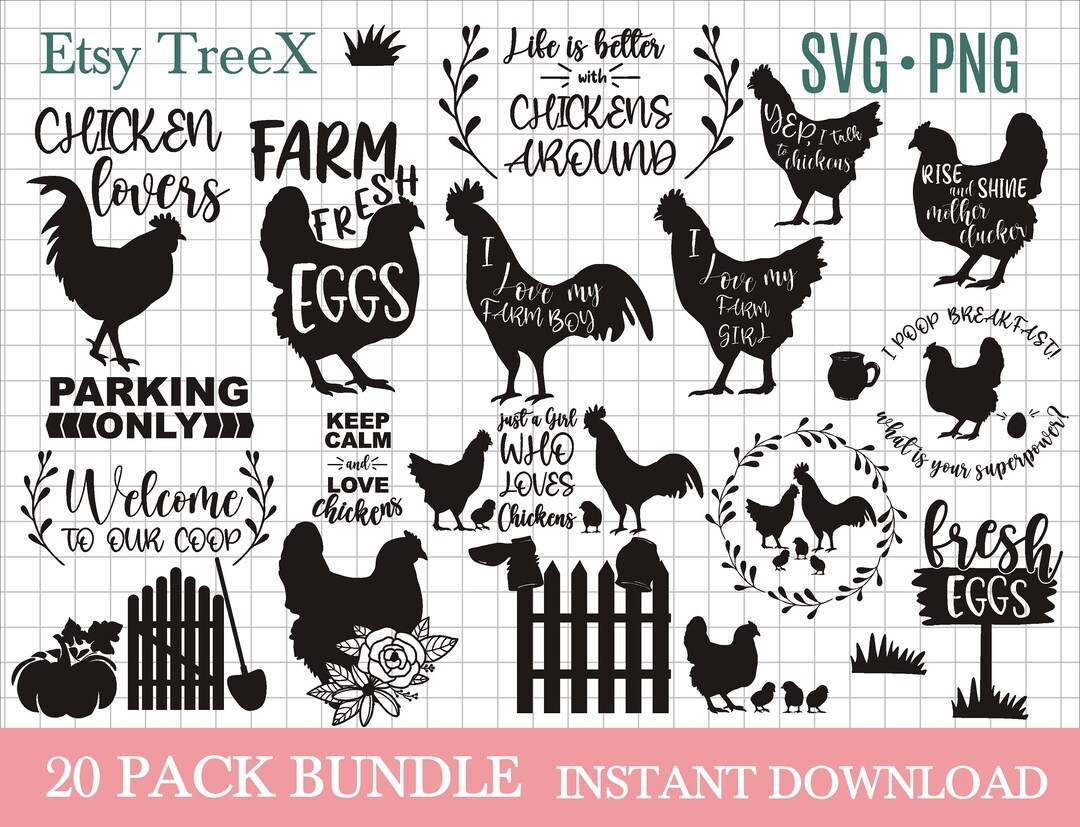 Chicken Bundle SVG, Chicken Cook, Chicks and Rooster Svg by Oxee ...