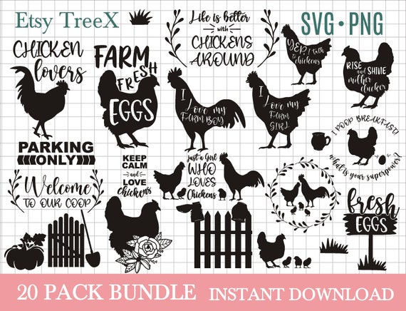 Chicken Bundle SVG Chicken Cook Chicks and Rooster Svg by - Etsy