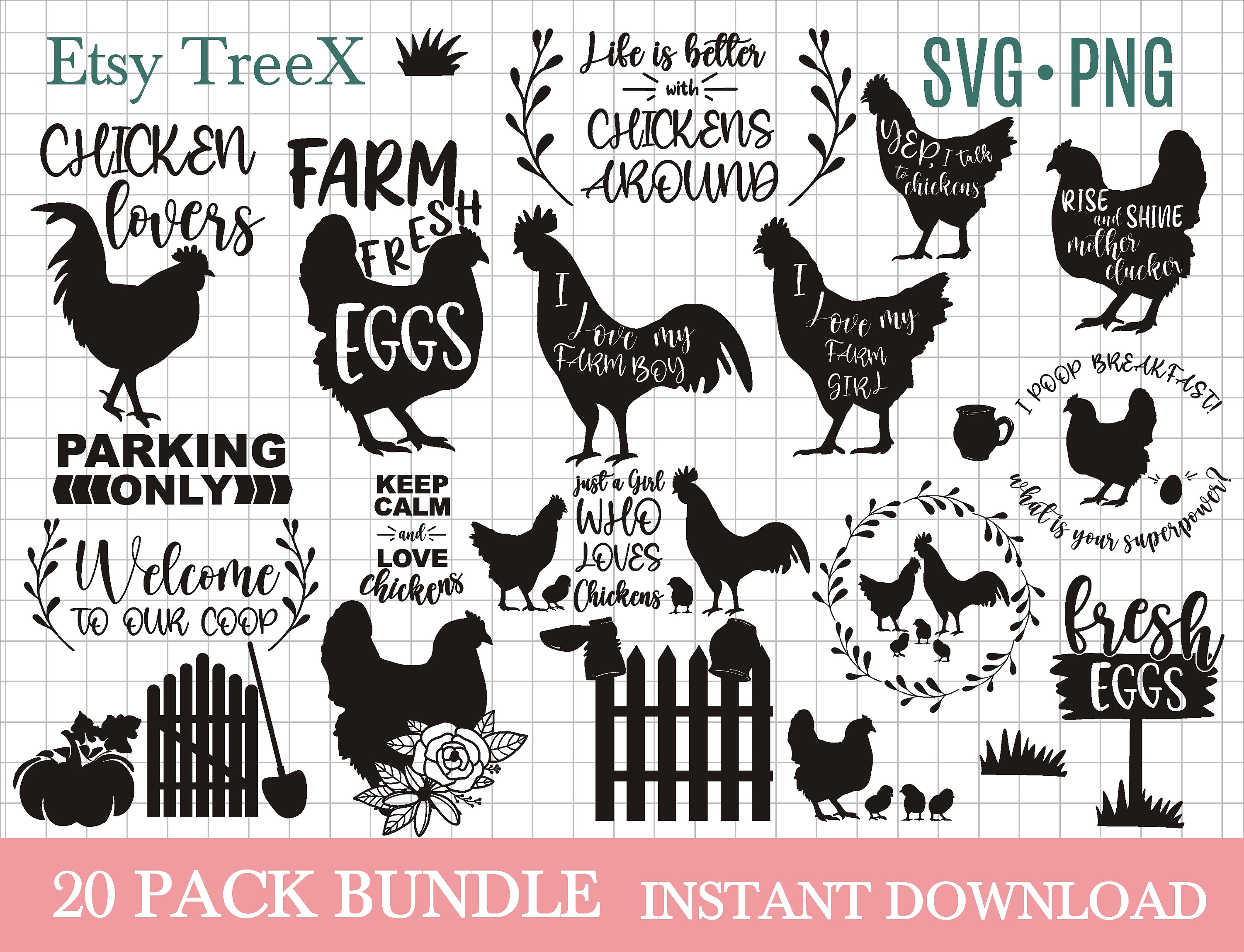 Chicken bundle SVG chicken cook chicks and rooster svg by | Etsy
