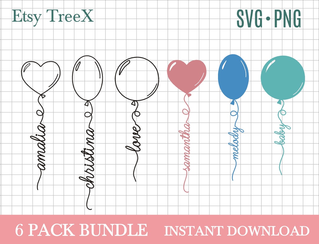 Hand Drawn Balloons SVG Bundle, Air Balloons Svg, Balloon With Name Svg ...