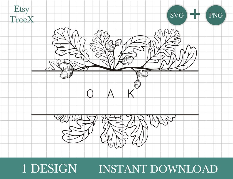 Hand Drawn Oak SVG Bundle Oak Leaves Svg Oak Acorn SVG by - Etsy