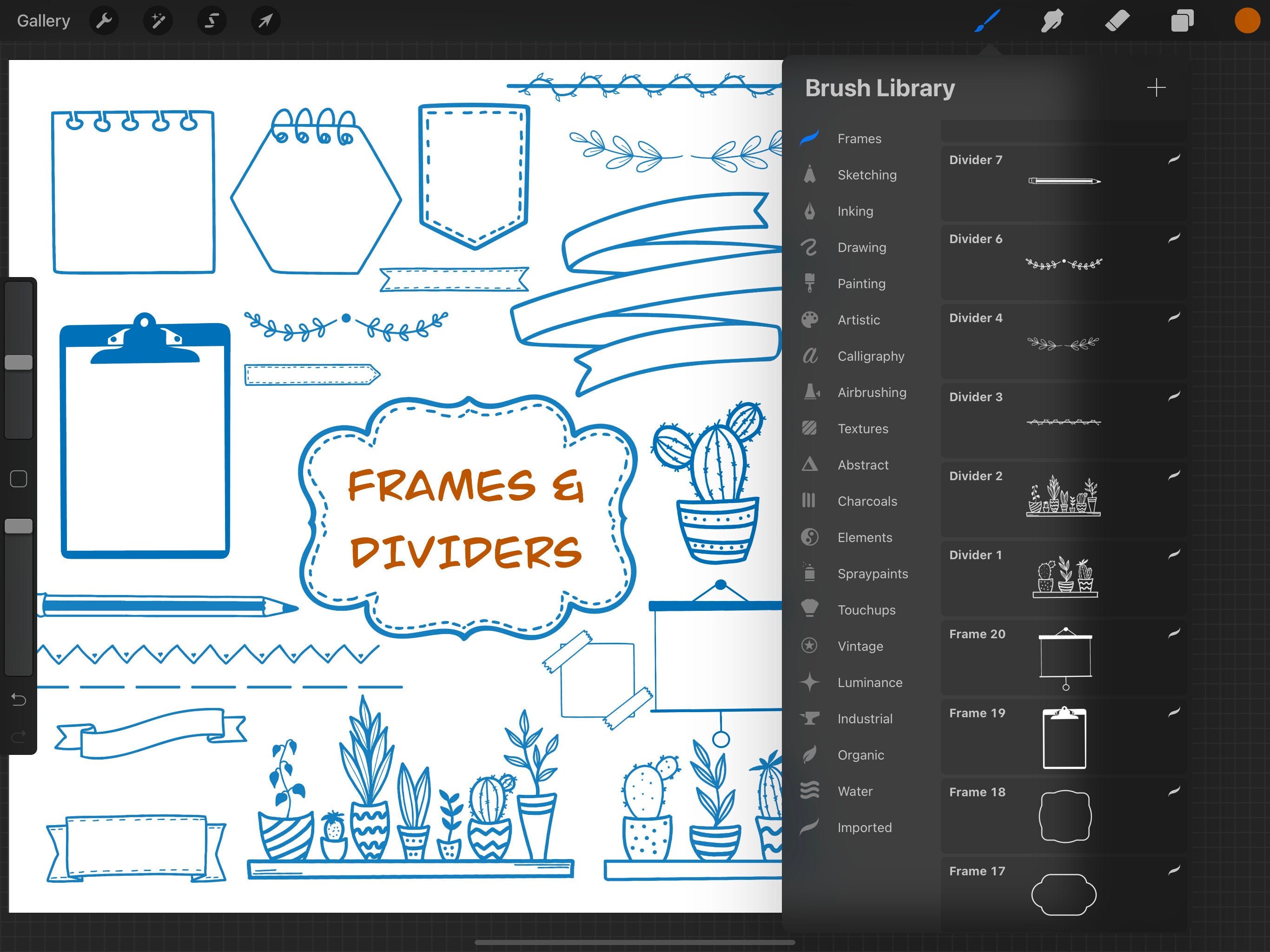 Frames and Dividers Procreate Stamps by Oxee Ipad Procreate - Etsy