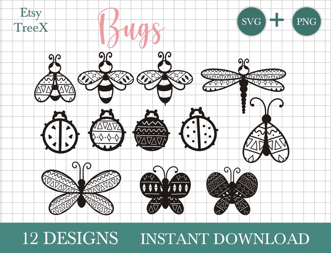 Fantasy Bugs SVG Bundle, Ladybird Svg, Dragonfly SVG by Oxee, Hand ...