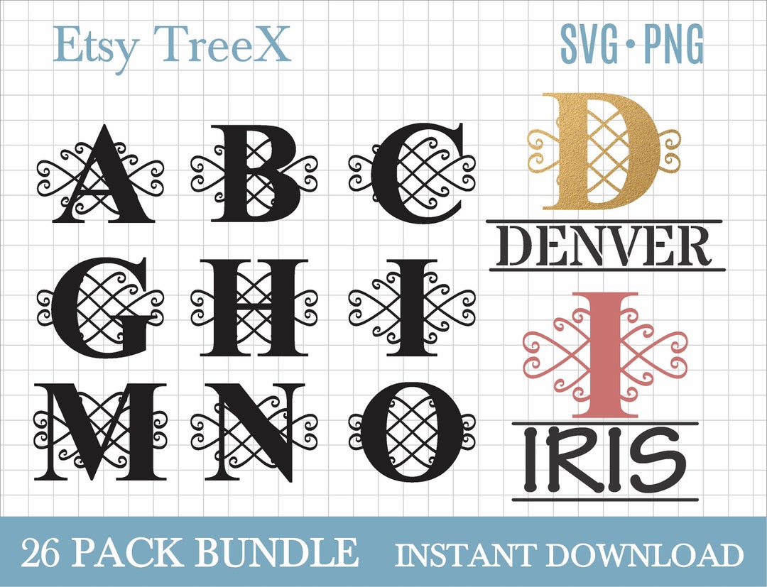 Monogram Alphabet SVG Bundle, Letters Svg by Oxee, Victorian Monogram ...