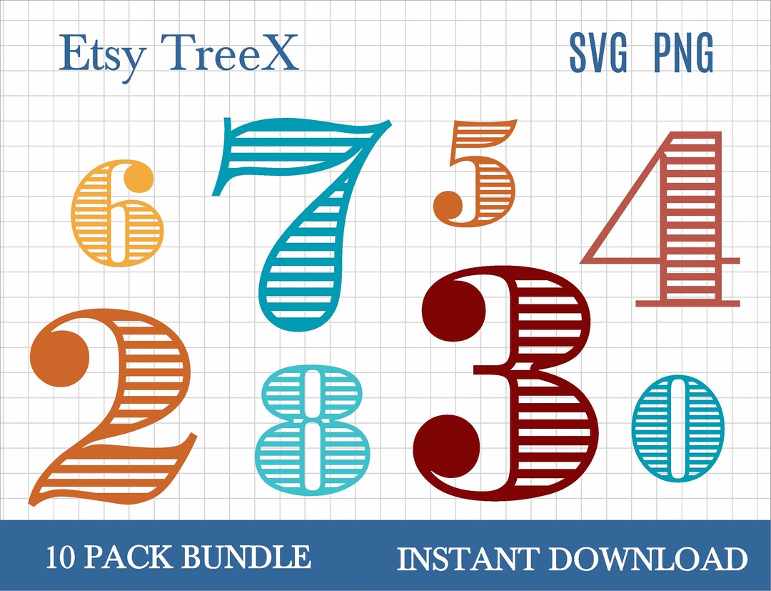 Retro Striped Numbers SVG Bundle Numbers Svg by Oxee Striped - Etsy UK