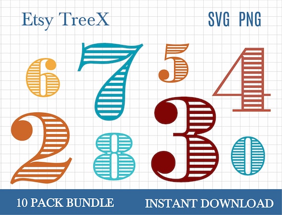 Retro Striped Numbers SVG Bundle Numbers Svg by Oxee Striped - Etsy